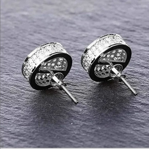 Think Vintage Online | Accessories | New Mens Iced Out Sterling Silver Stud Earrings | Poshmark